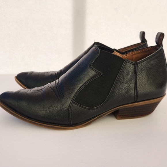 Lucky Brand | Shoes | Lucky Brand Black Leather Ankle Booties Stacked ...